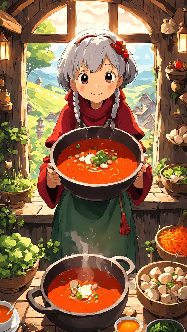 Make a ghibli style animated image of a old woman in a cotta... by Omer ... Make a ghibli style animated image of a old woman in a cotta... by Omer ...