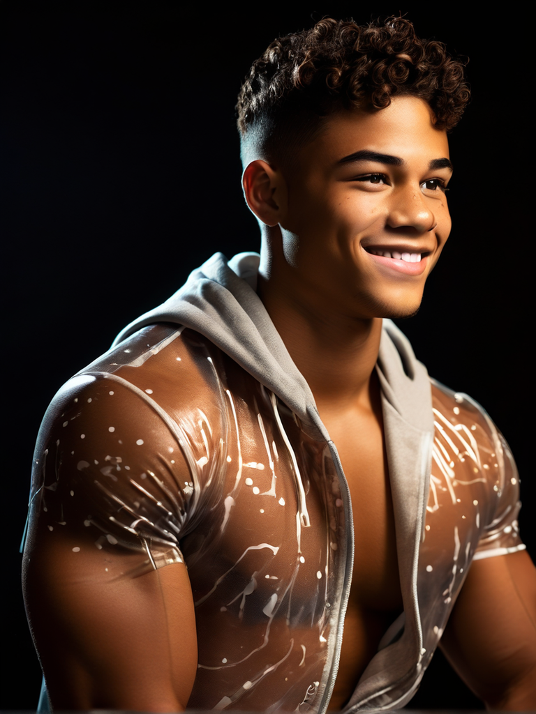 Handsome Hawaiian teen male bodybuilder wearing a glass hood... by ...