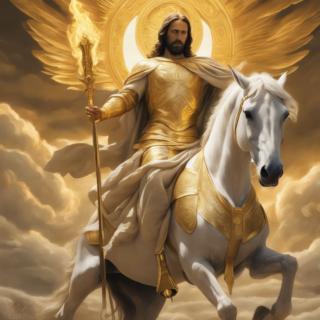 Jesus Christ Holding a golden scepter on fire by Robson Lucas - Playground