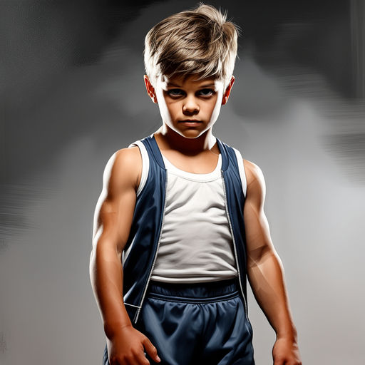 Portrait. boy. 8 year old. Muscular. Jacked. Built. Beautif... by Neth ...