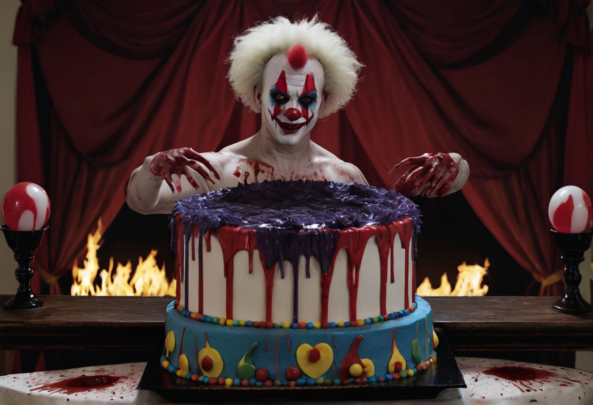 Evil birthday clown party dark circus themed by X - Playground