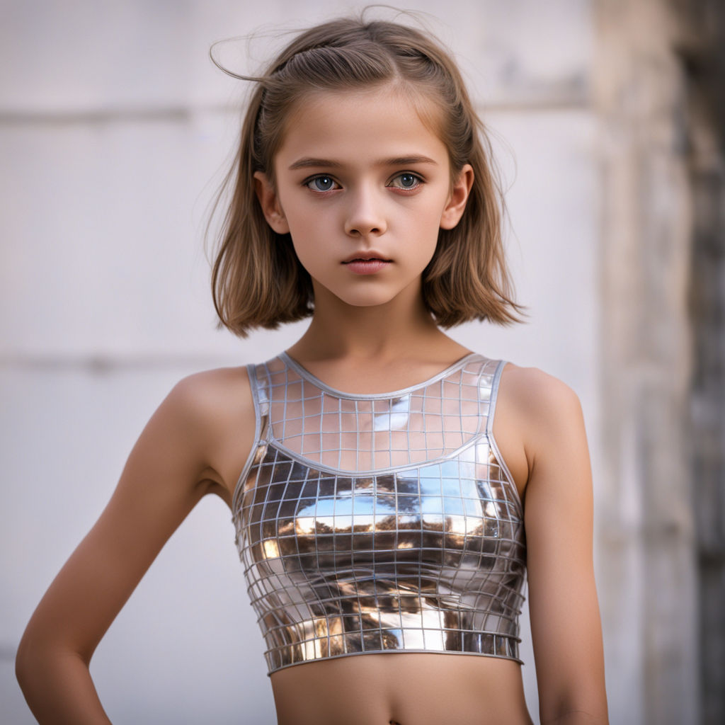 A sweet-looking pretty 12-year-old girl in shiny seethrough ... by Jason Uffm - Playground