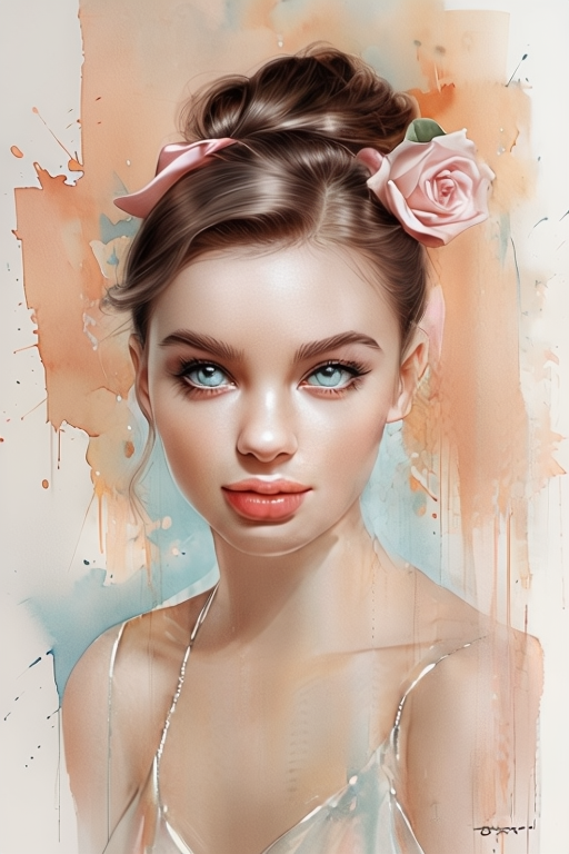 A highly realistic digital portrait of a young woman with st... by ...