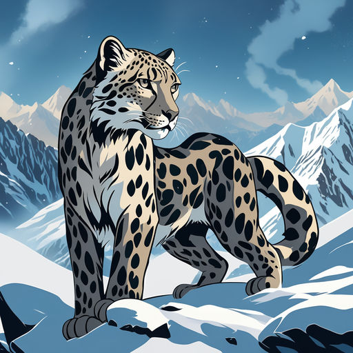 Giant dangerous snow leopard with dark magic aura waiting in... by ...