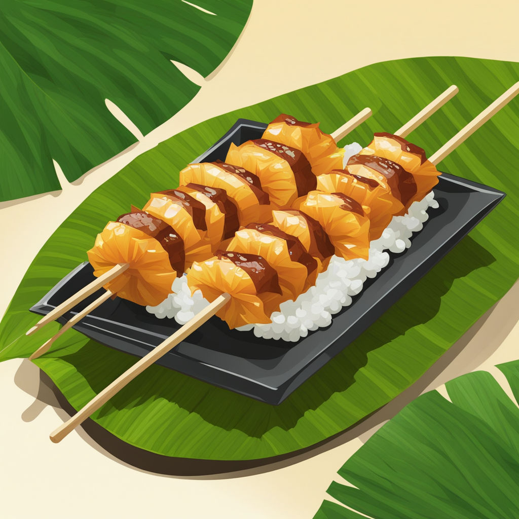 Mini Chibi Cartoon Sticky Rice With Grilled Pork On Skewers By Airin Si Playground