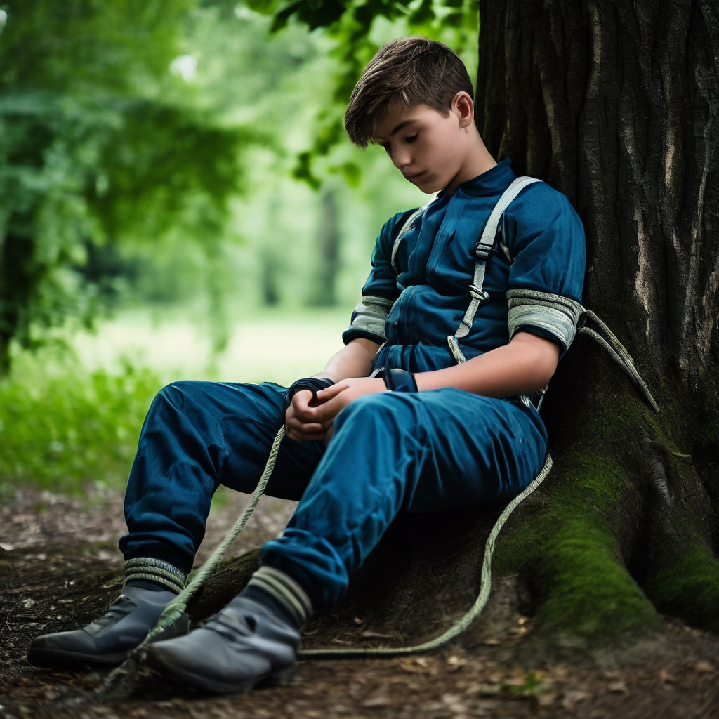 16 year old boy with tightly tied up using ropes wrists tied... by ...
