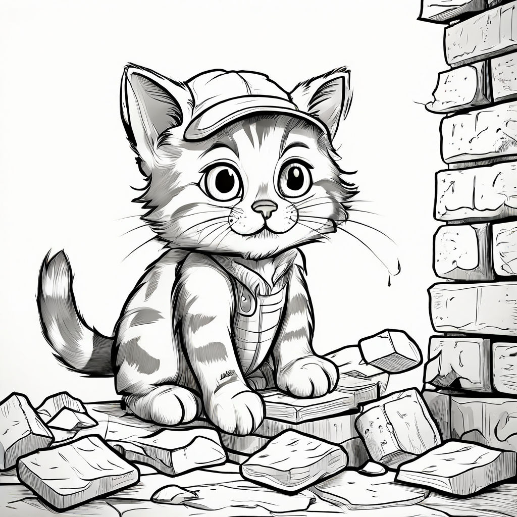 Cartoon style coloring book page in black and white showing ... by ...