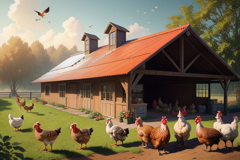 Poultry farm with poultry of different kinds of chickens by Елена ...