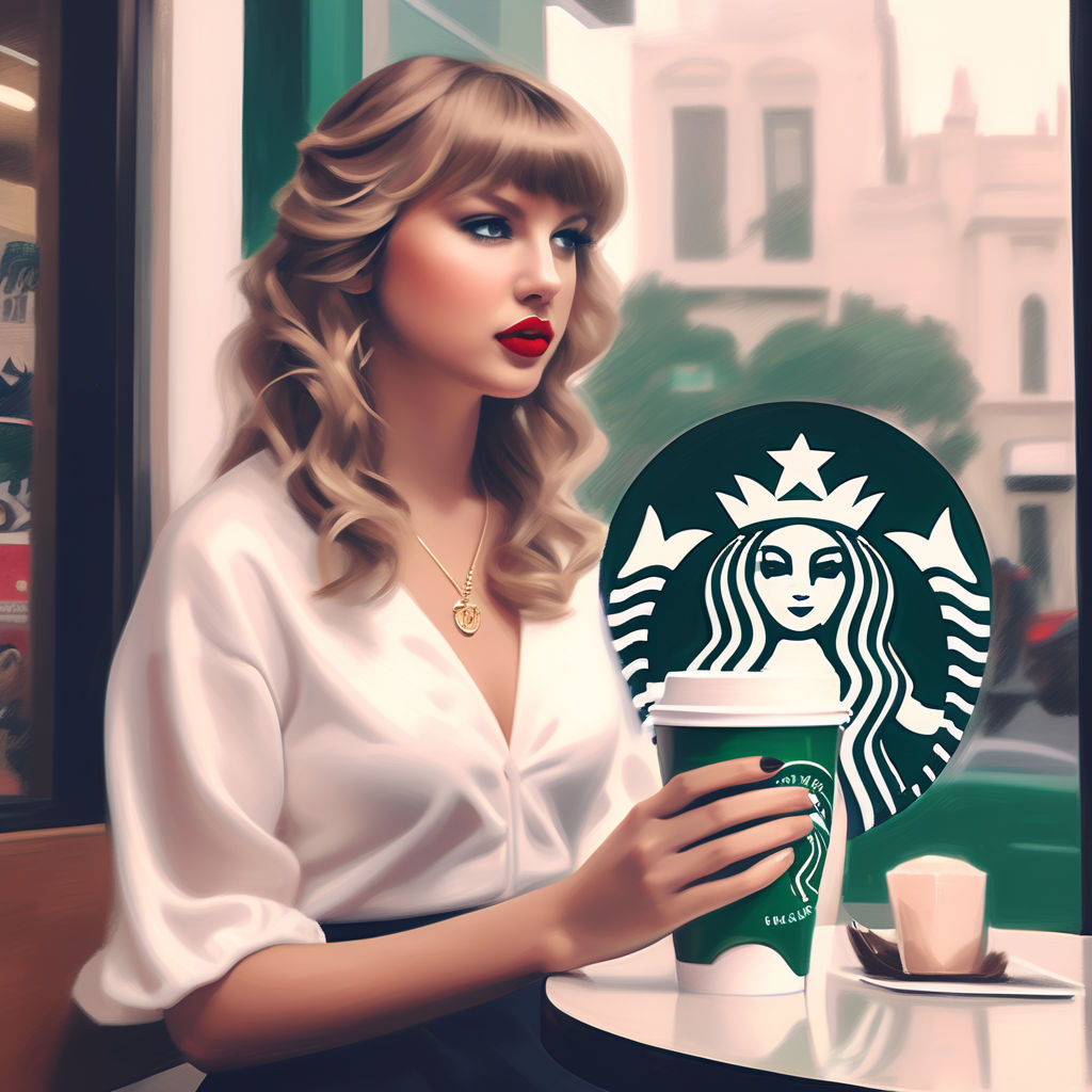 Taylor swift tomando starbucks by Anamar 01 - Playground