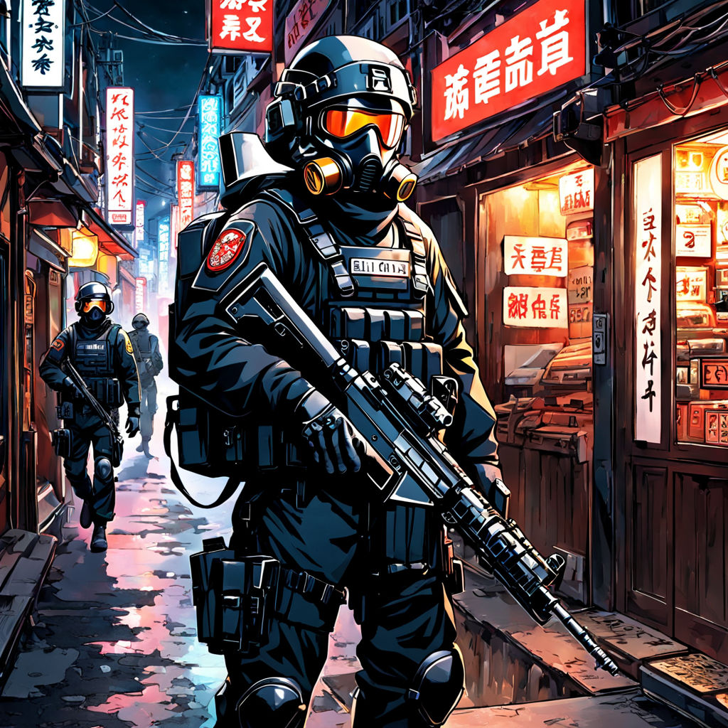 American Shadow Company PMC Soldier in full black body armor... by Lord ...