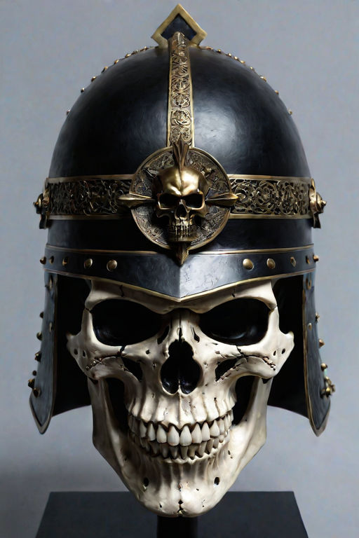 Old terrorific vampire Skull whit a detailed samurai helmet by Alfonso ...