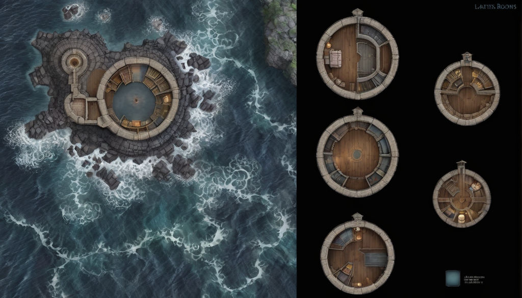 Top-down map of a fantasy lighthouse for a D&D campaign by erevos ...