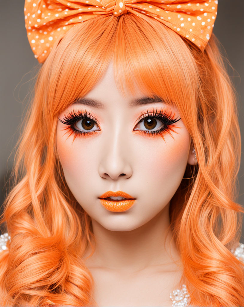 A gyaru styled asian daughter with orange makeup snd long la... by ...