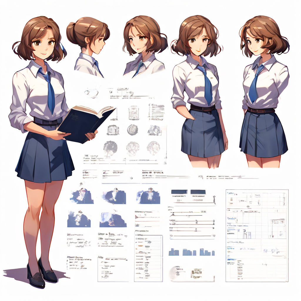Female teacher full character sheet multiple angles clipart... by BluSun Gfx - Playground