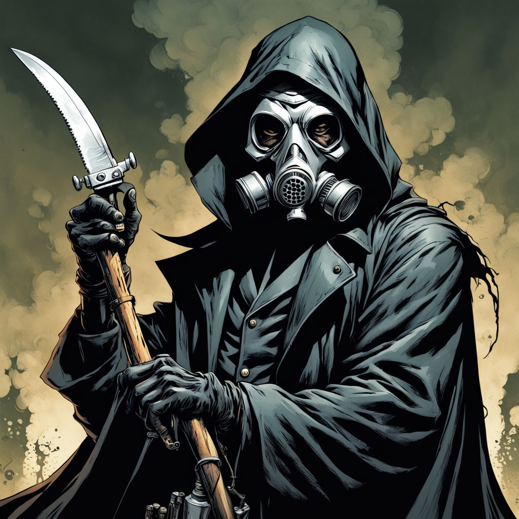Classic grim reaper wearing gas mask by KD - Playground