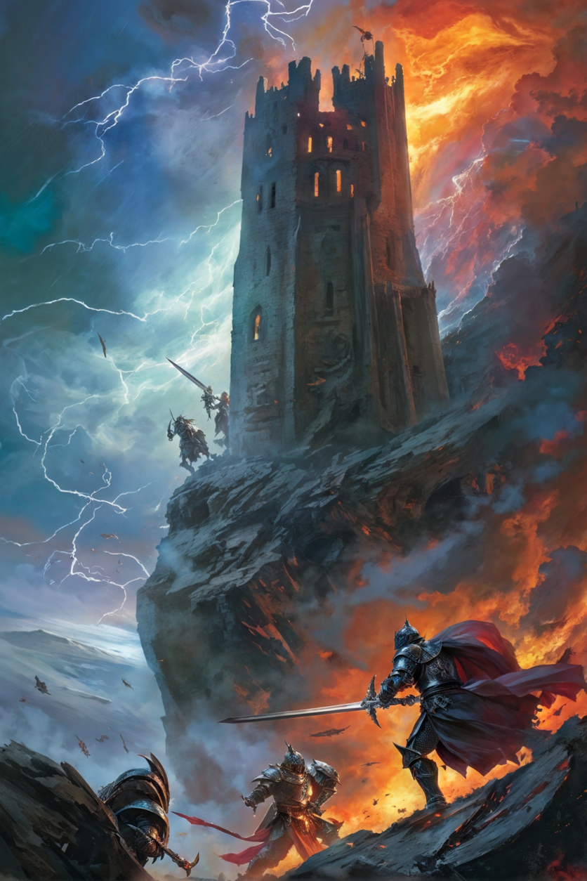 A fantasy battle scene illustration merging styles of Dave D... by ...