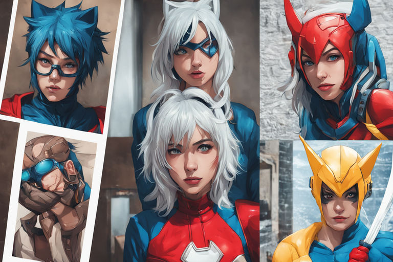 Hyper realistic cosplay in comic frame collage style by Hanobiee juned ...