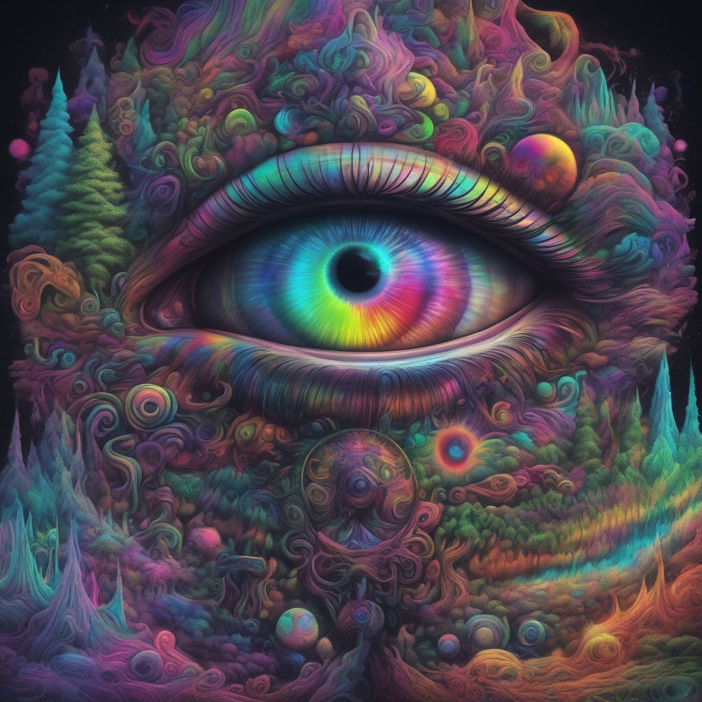 Stiker: blackened lsd psychedelic inside the eye actions hap... by ...