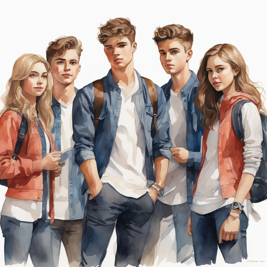 Modern Portrait of five high schoolers 2 girls and 3 boys by Kendra ...
