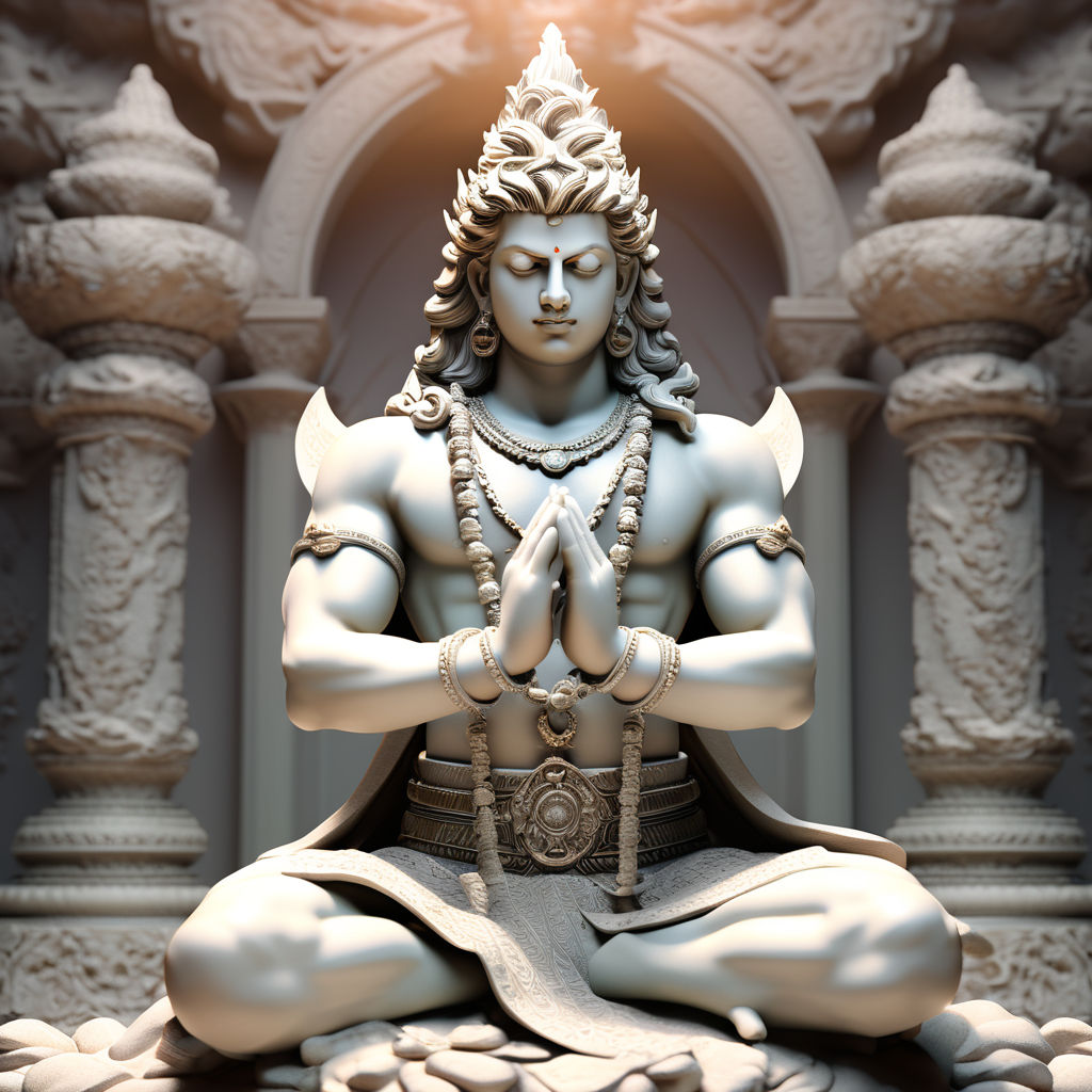 Stone idol of a lean young Aryan god with a crown sitting in... by ...