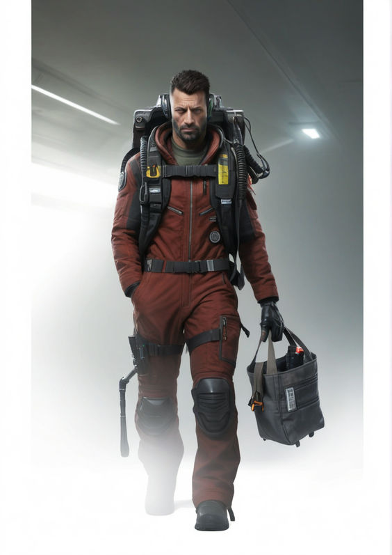 Cyberpunk and dark concept art spaceship pilot holding a too... by ...