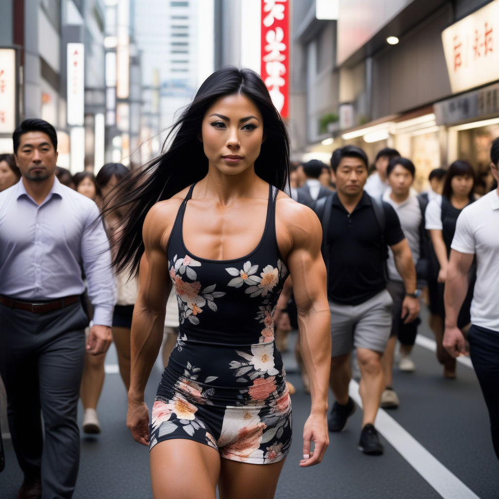Beautiful Japanese female bodybuilder walking in a crowded s... by Xeno ...