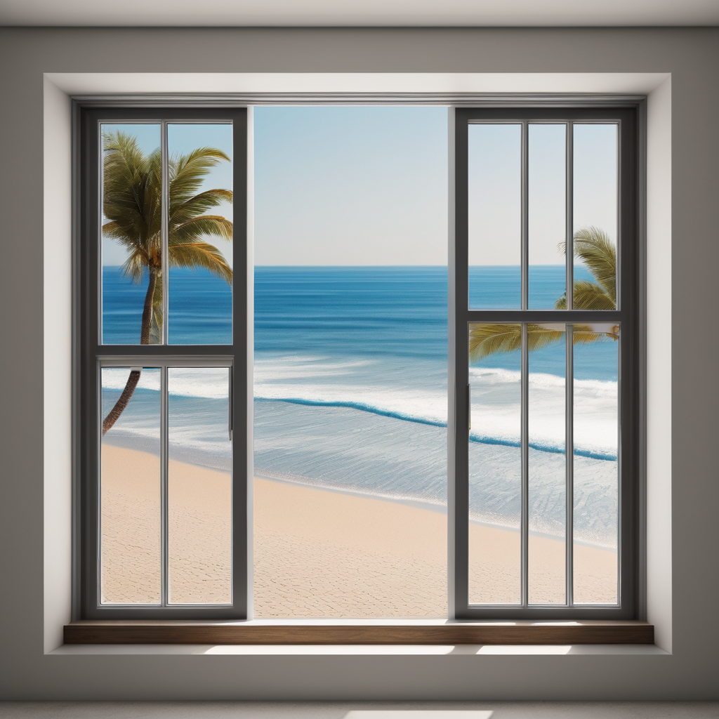 High resolution modern picture window with beach scene by S Matt ...