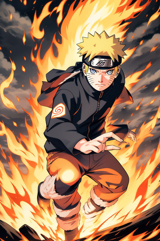 Naruto in action around fire by Arpit Verma - Playground