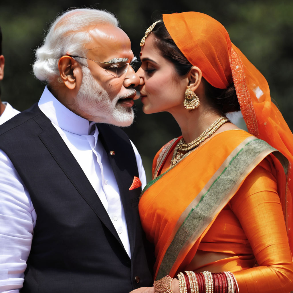 Georgia Meloni Sharing A Kiss With Narendra Modi By Astra Lunaris