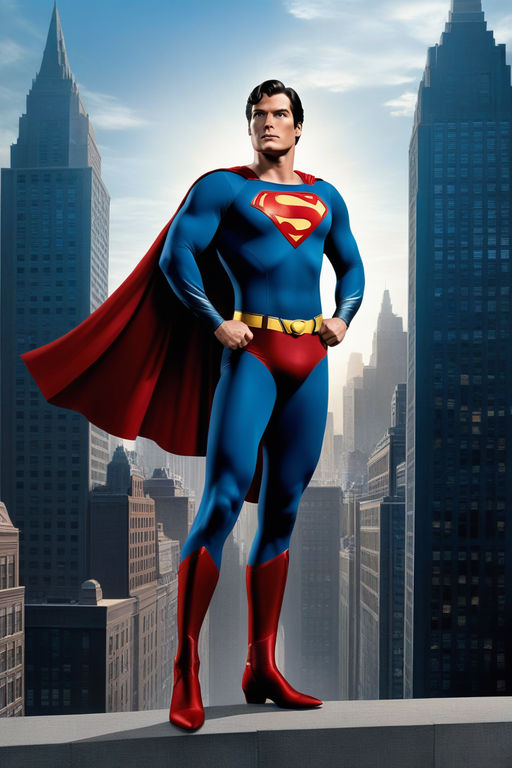 Superman by Christopher Reeve floating with his arms crossed... by ...