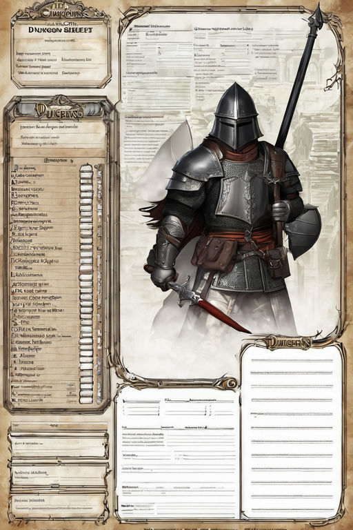 Create a character sheet for a role-playing game called Dung... by Er ...