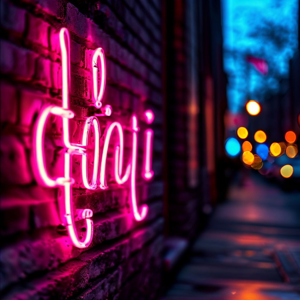 Sign saying "Hi" in neon calligraphy by Bikas Kumar - Playground