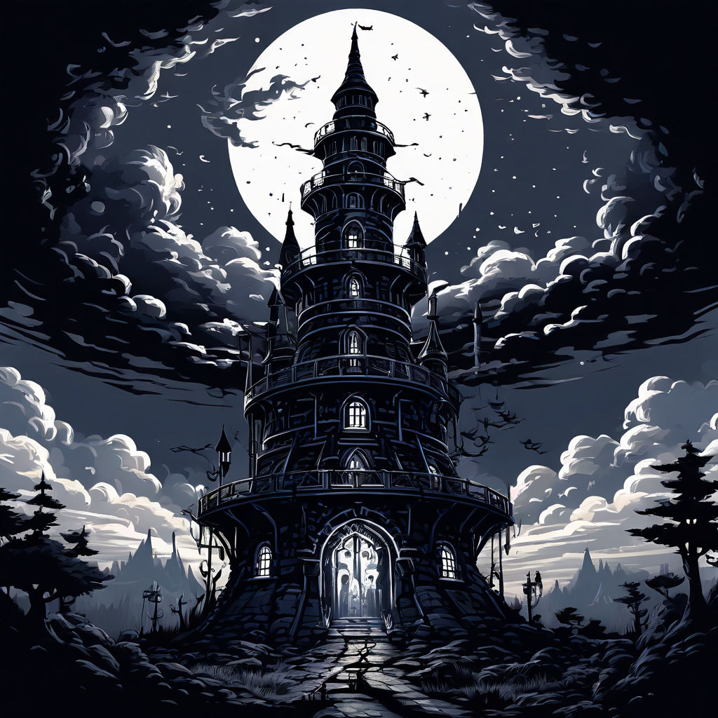 OSR style black and white wizard tower by Travis C - Playground