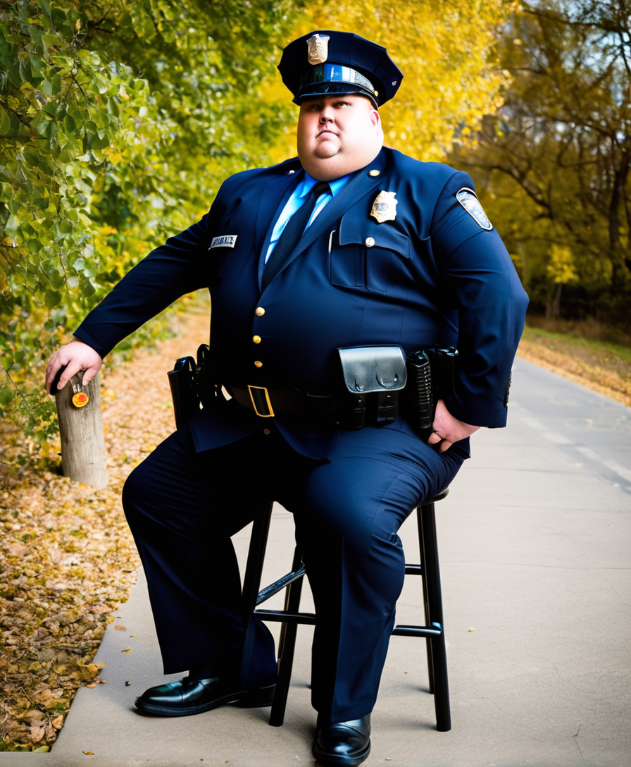 Giant extremely obese very fat police officer sitting real l... by tony ...