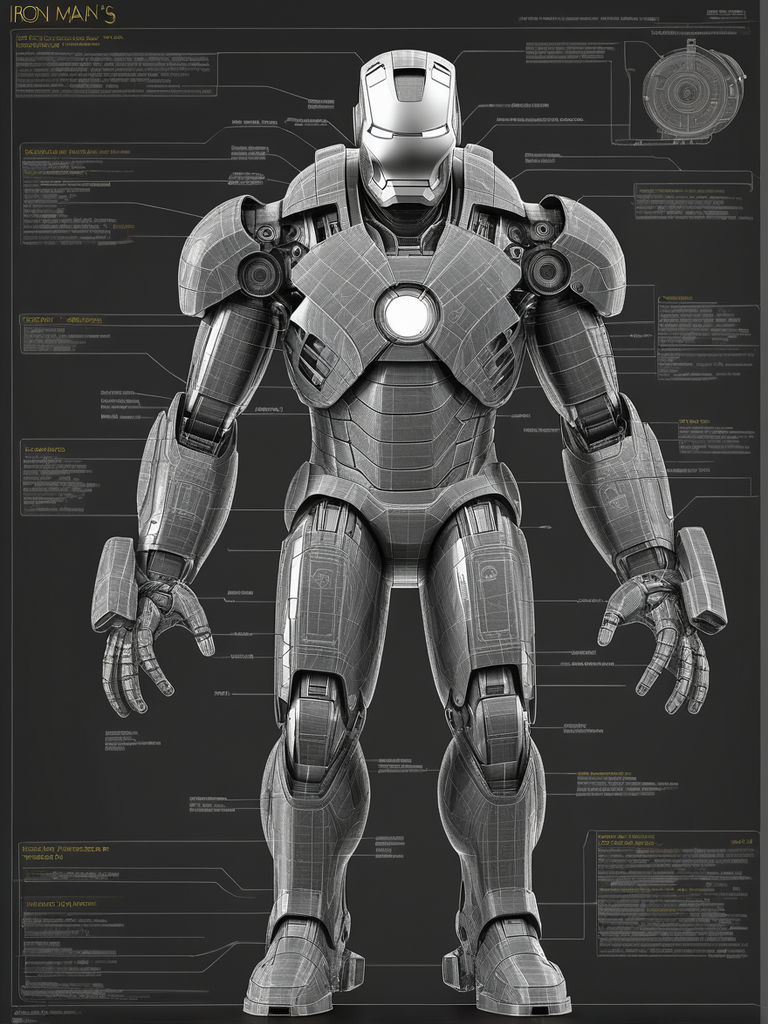Technical illustration of Iron Man's detailed schematic by dili lishi ...