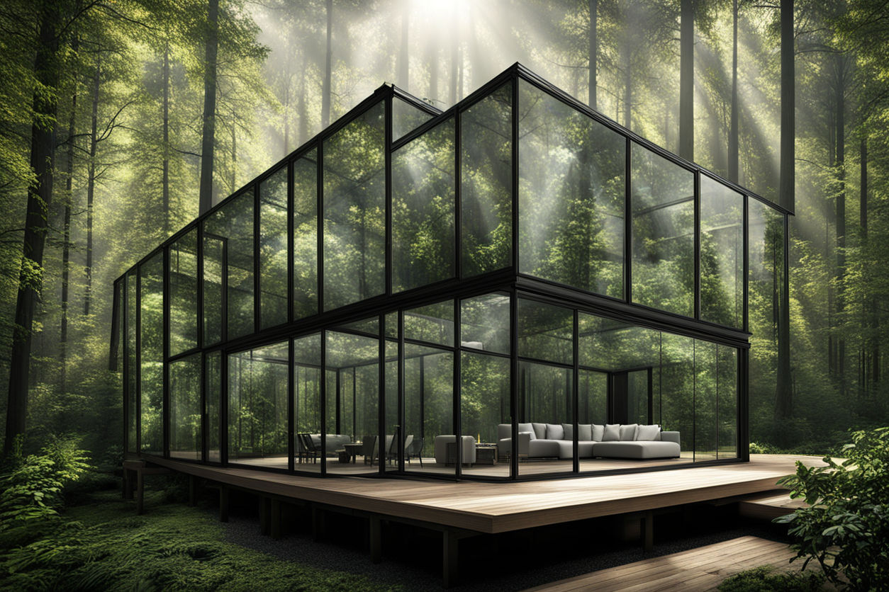 A minimalist glass house located deep within a dense forest.... by 許之瀚 ...