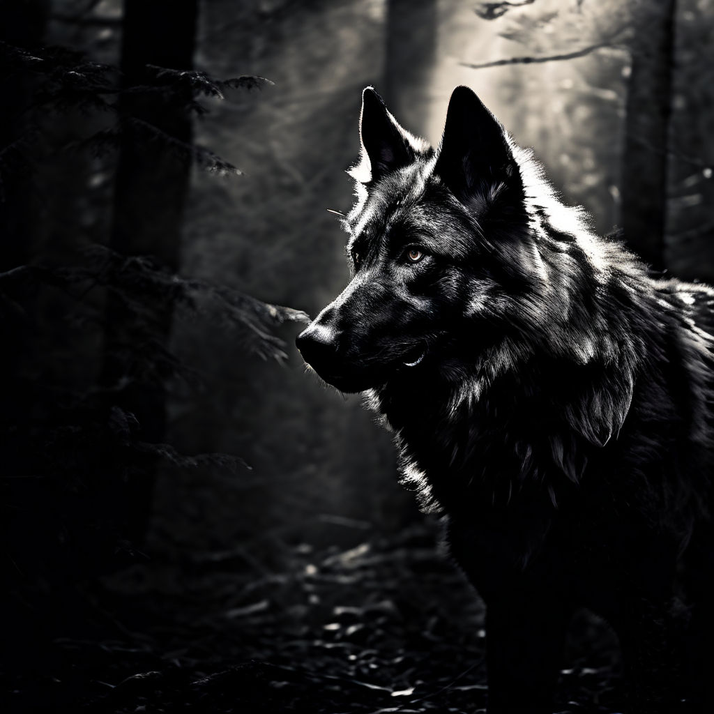 Alpha wolf engaging in a dominant display towards a Dutch Sh... by Joe ...