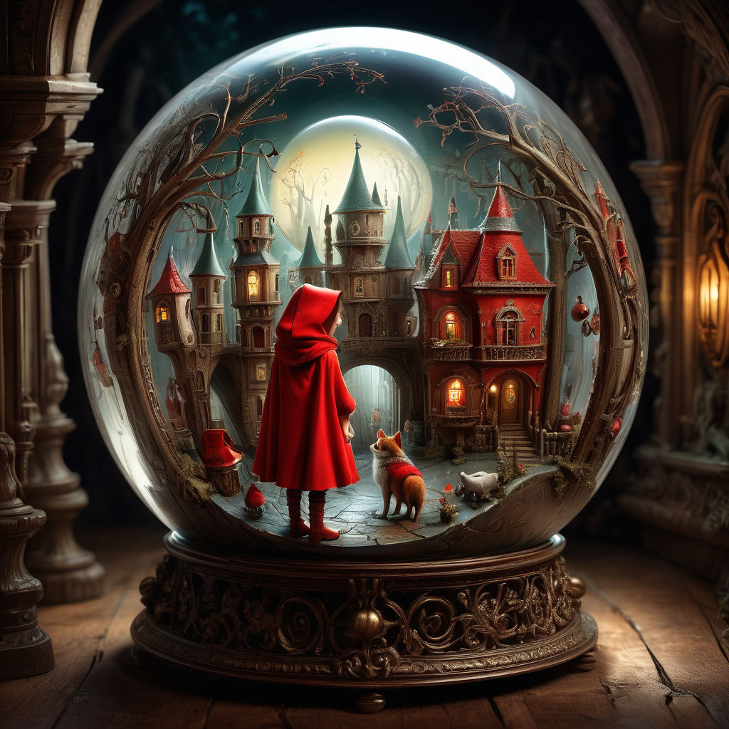 Little red riding hood scene encapsulated in a transparent s... by El ...