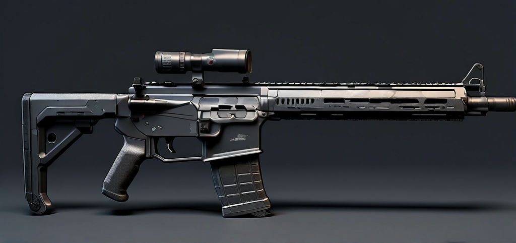 Realistic assault rifle side view with magazine electronic by Tim ...