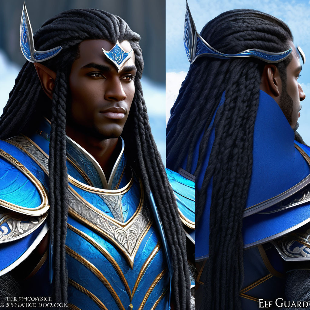 Dark-skinned King's guard elf guard tall elf fantasy long ha... by Teri ...