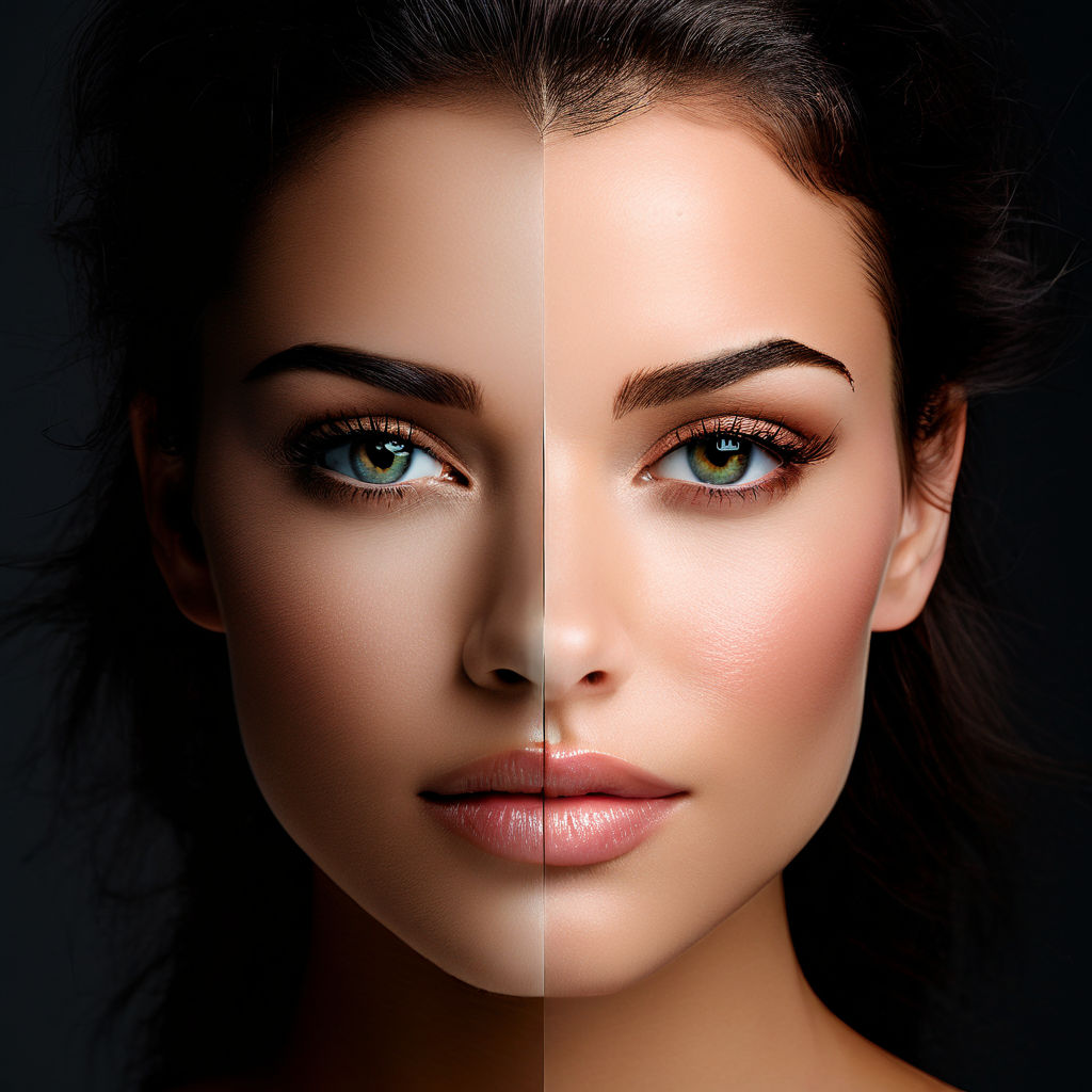 Resizing a Human Face: Create an image illustrating the resi... by ...