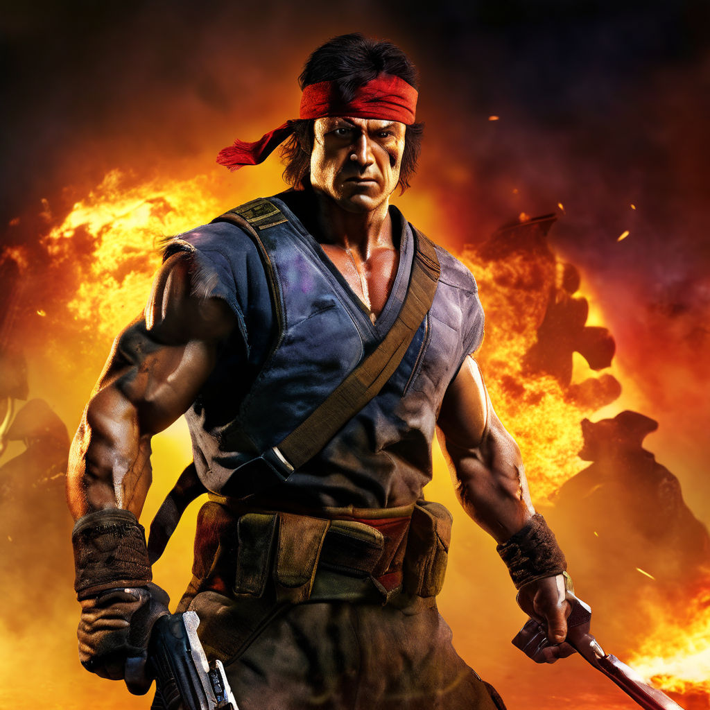 Rambo engaging in Mortal Kombat by Plant Boy - Playground