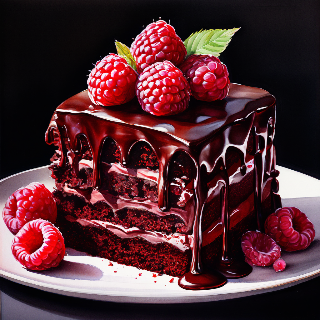 Chocolate cake with raspberry topping by 최진희 - Playground