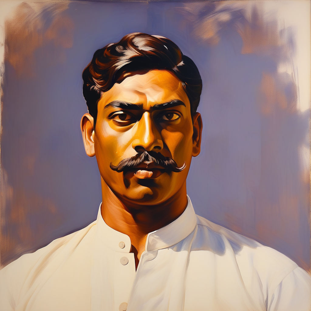 Chandra Shekhar Azad portrait original by Rizwan Ahmad - Playground