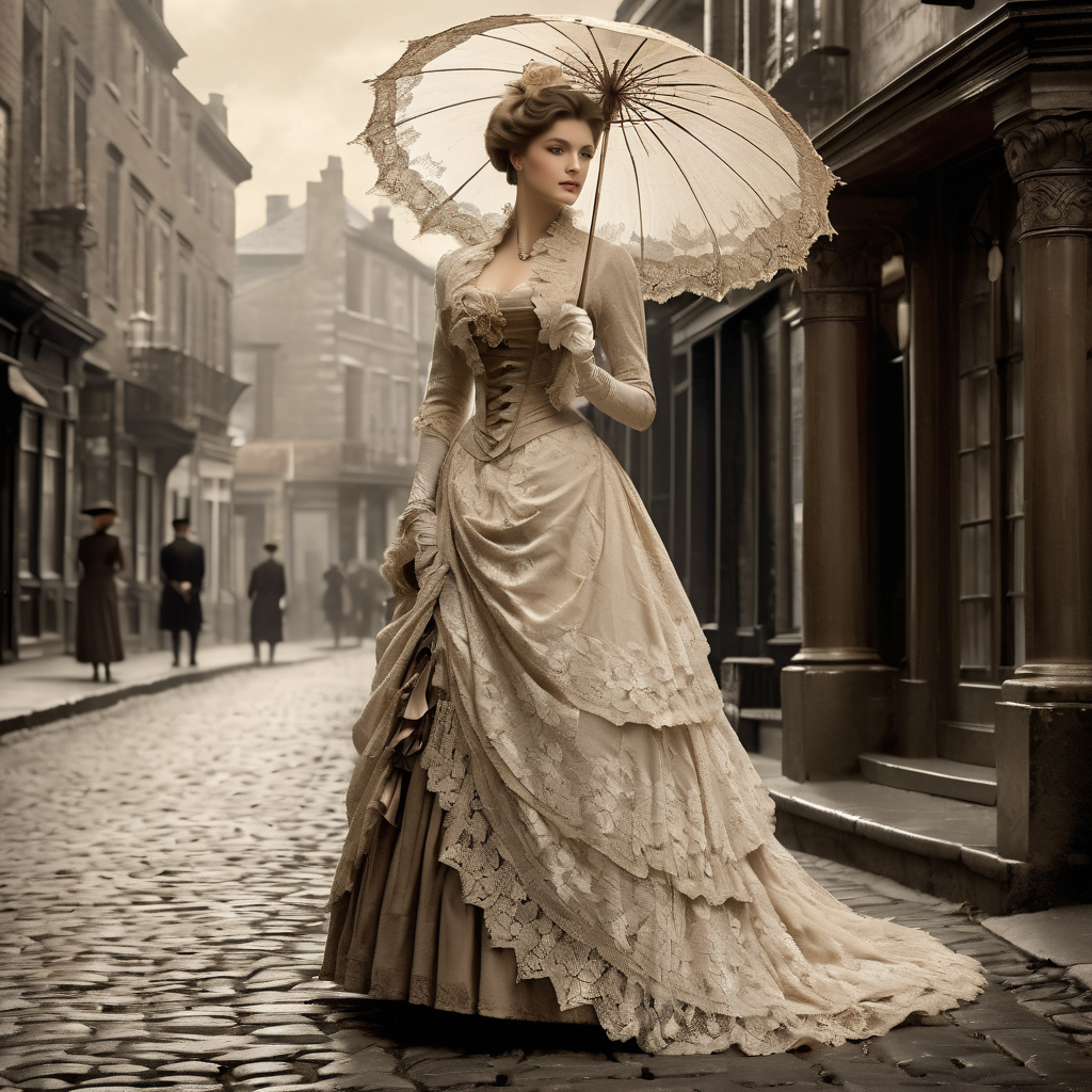 A Victorians era maiden elegantly draped in a voluminous by Tim Wakeham ...