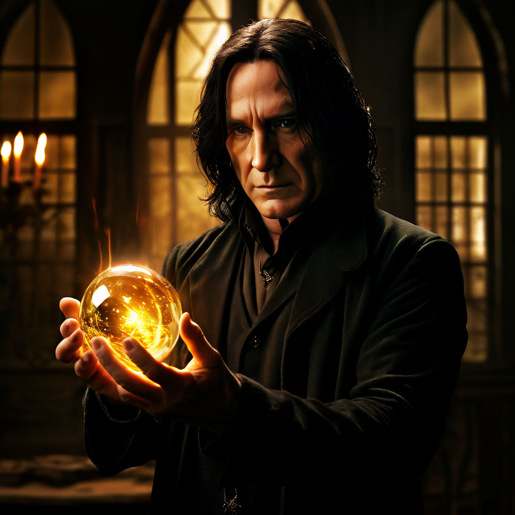 Severus Snape is holding on his palm a small roung shining-g... by ...