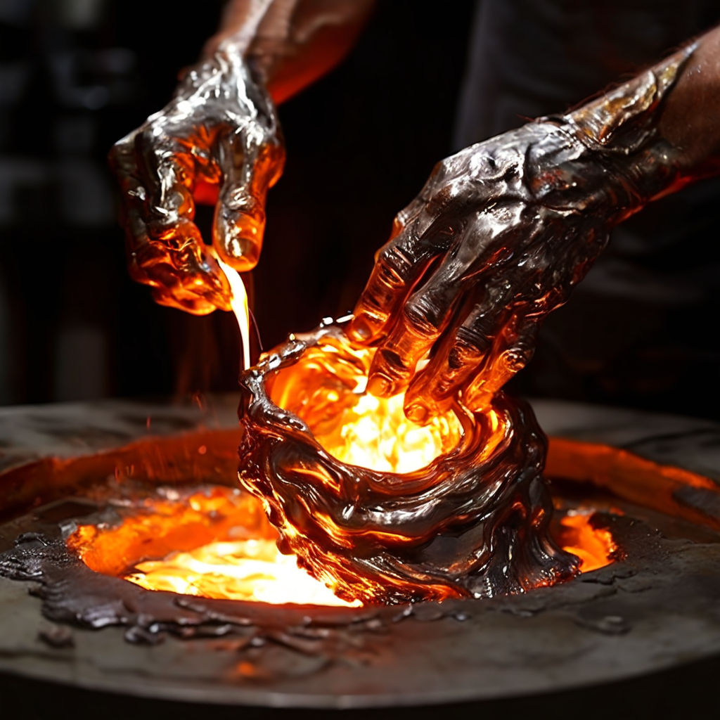 "Create an animated hand dipping into molten metal." by Klára Loulová ...