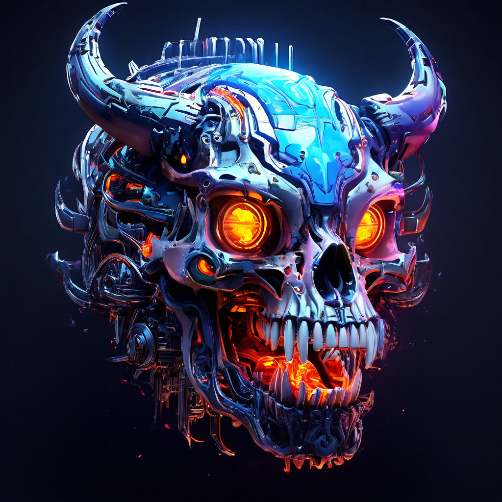 A cartoon painted animal skull with an open mouth from which... by ...