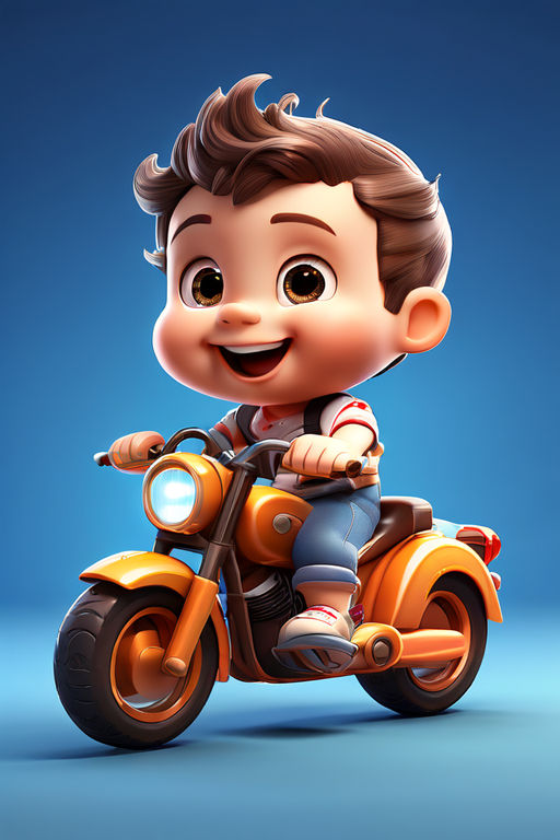 Cartoon version of baby riding motorcycle by Tong Yang - Playground
