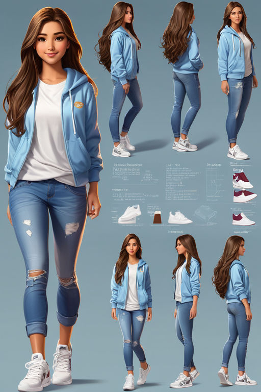 Digital painting of a full-body turnaround character sheet p... by arif ...